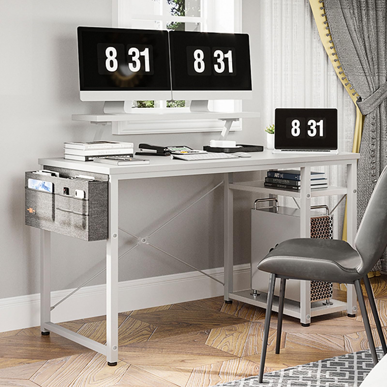 ODK 40 Inch Computer Desk with Monitor Stand and Reversible 2-Tier ...