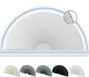 Amazon.com: Jlong Arch Window Shade Blackout Half Circle Moon Pleated Fabric No Drill Blinds for ...