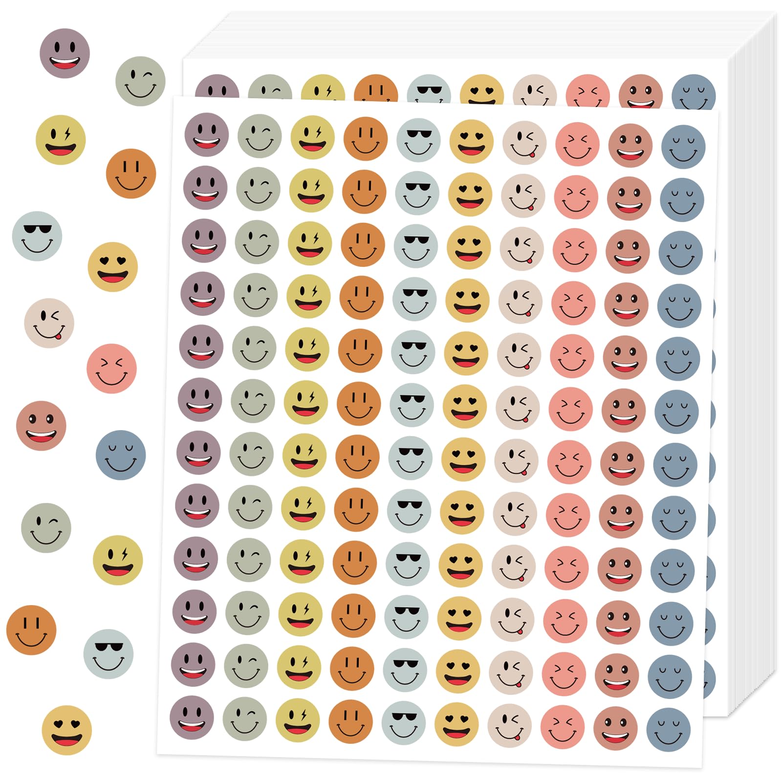 Snapklik.com : 6000 Boho Style Happy Face Stickers - Mini Round Smile ...