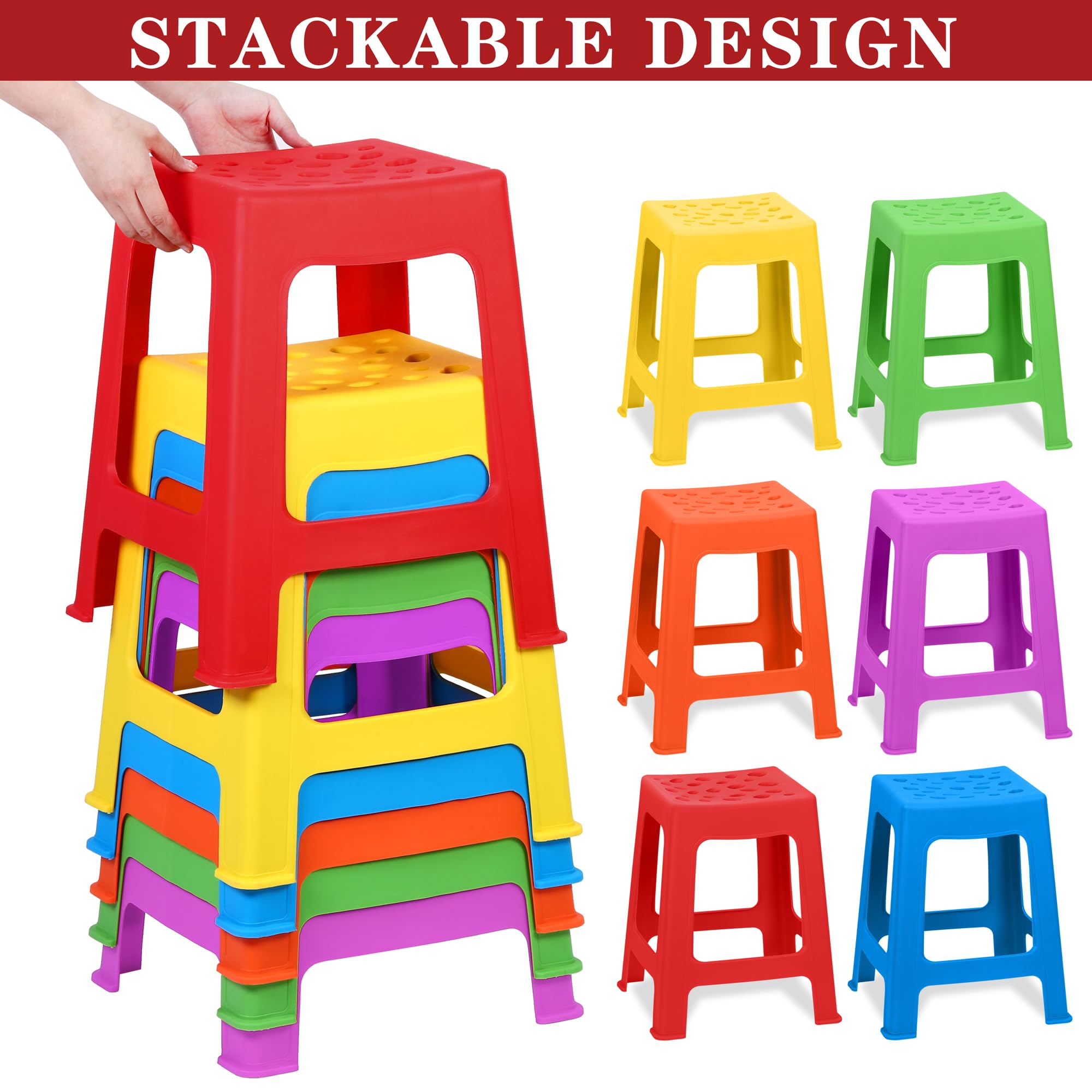 Snapklik.com : 12 Pack Stackable Classroom Stools Plastic Nesting Round ...
