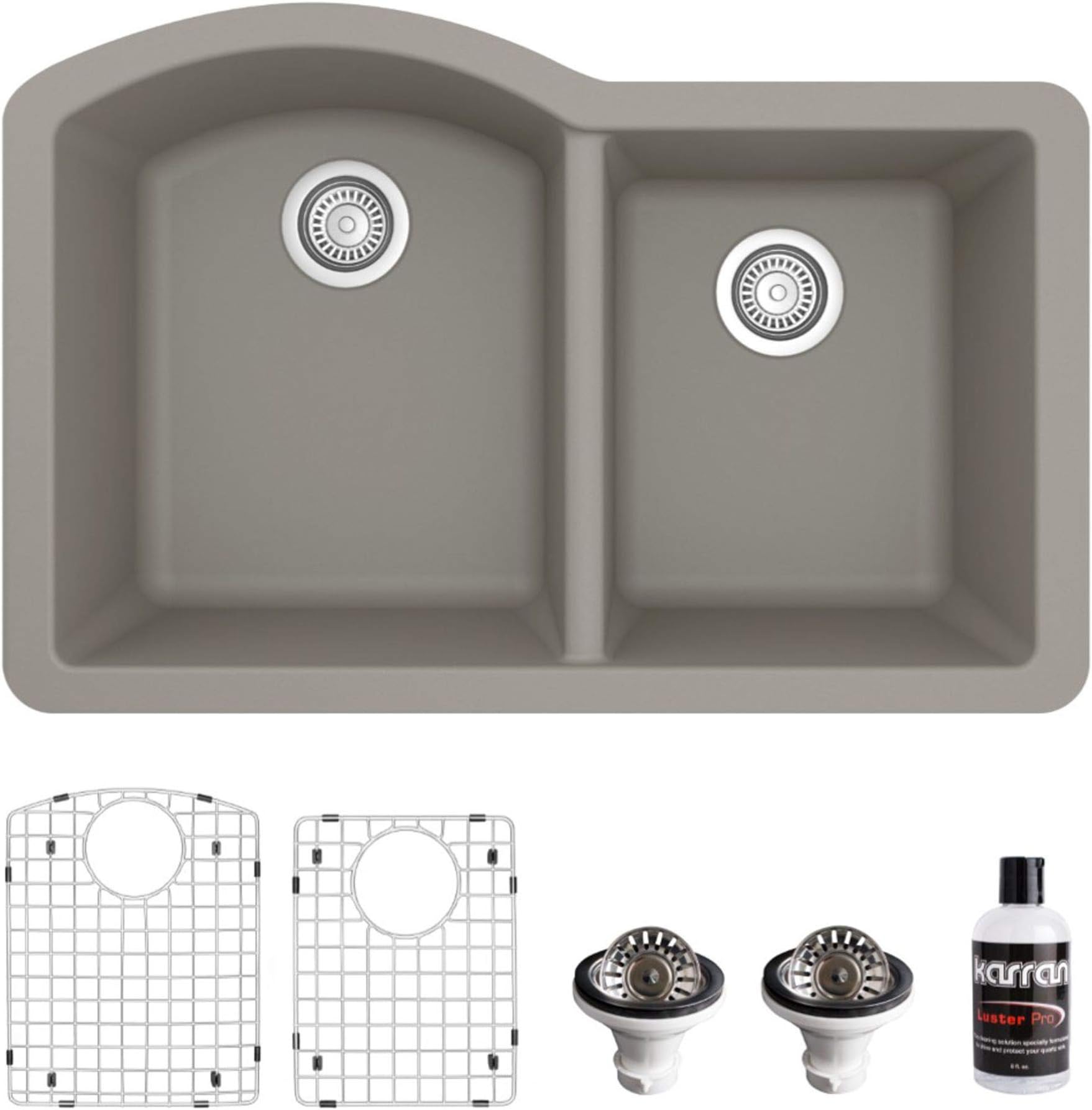 Karran QU-610 Undermount Quartz Composite 32 in. 60/40 Double Bowl ...