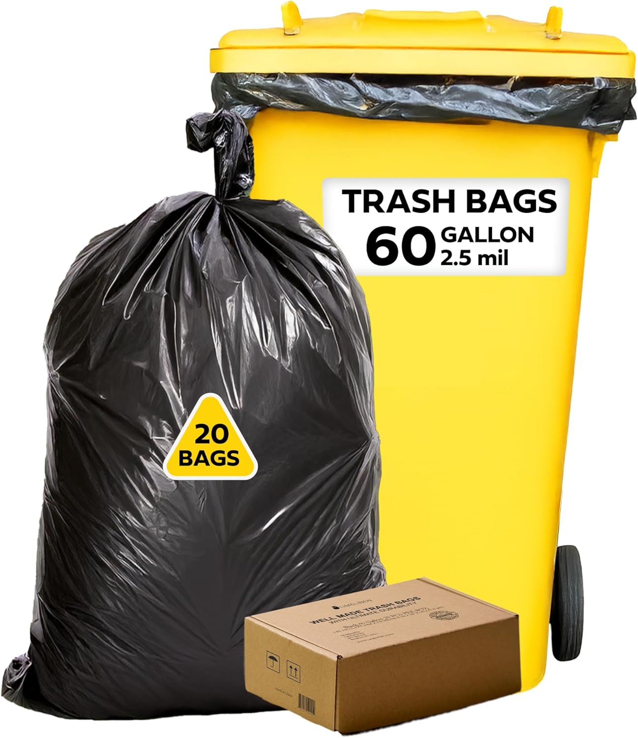 Amazon.com: Lime Linen 60 Gallon Heavy Duty Contractor Xl Black Garbage ...