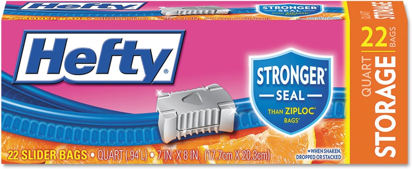 Amazon.com: Hefty One Zip Storage Bags - 1 qt - 22 ct : Health & Household