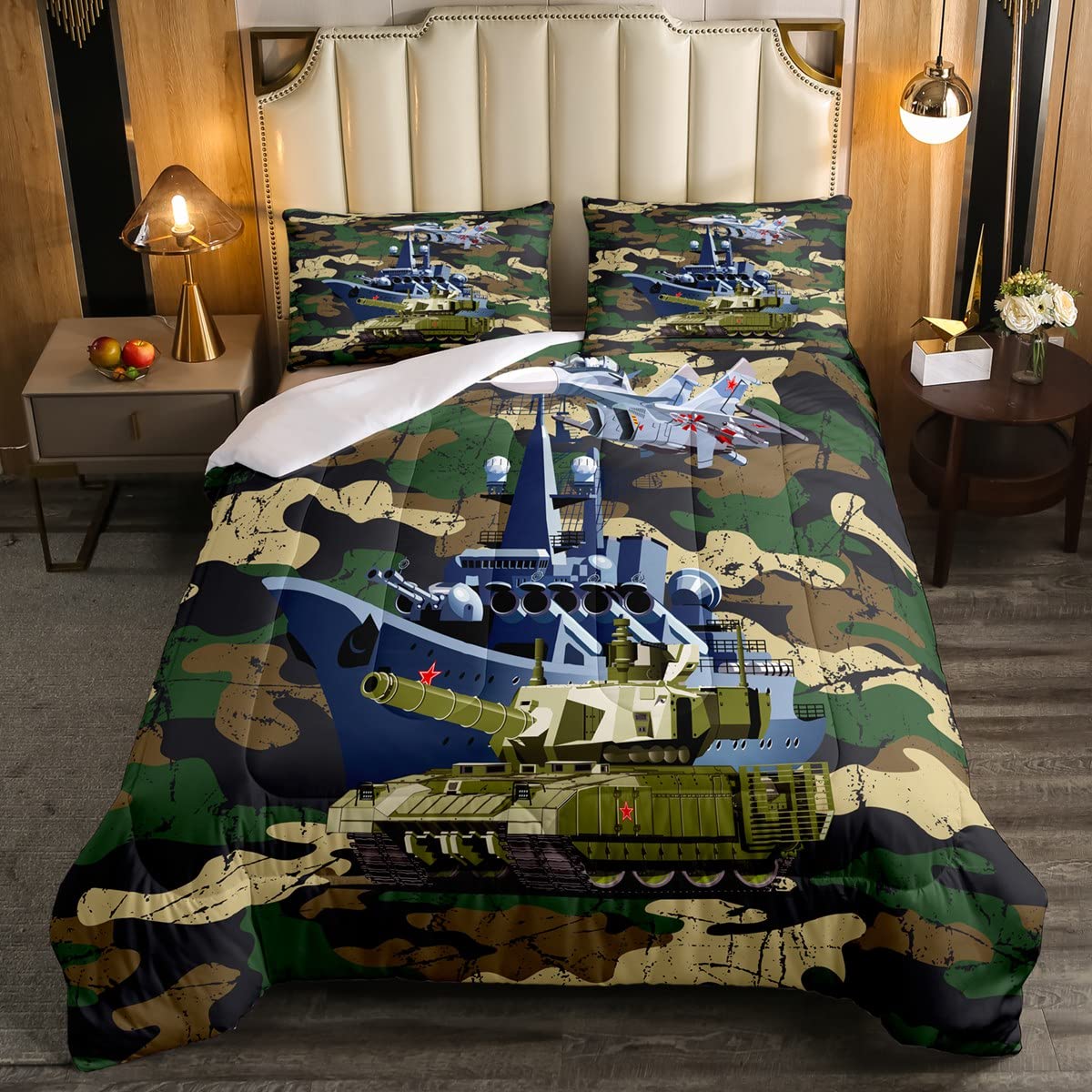 Feelyou Camouflage Comforter Set Camo Warship Tank Helicopter Teen ...
