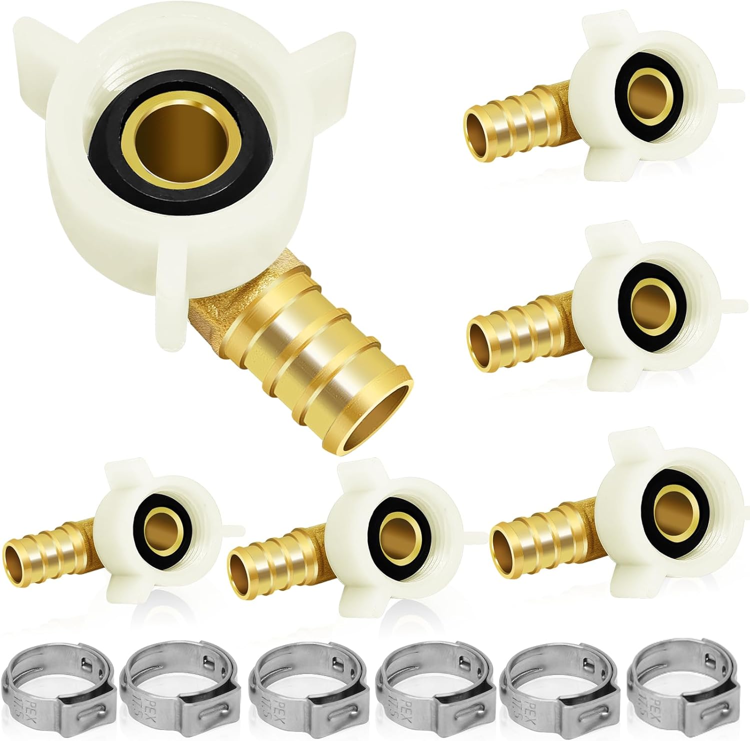 12Pcs Pex Swivel Elbow Brass Crimp Fittings,1/2in Pex Fittings x 1/2in ...