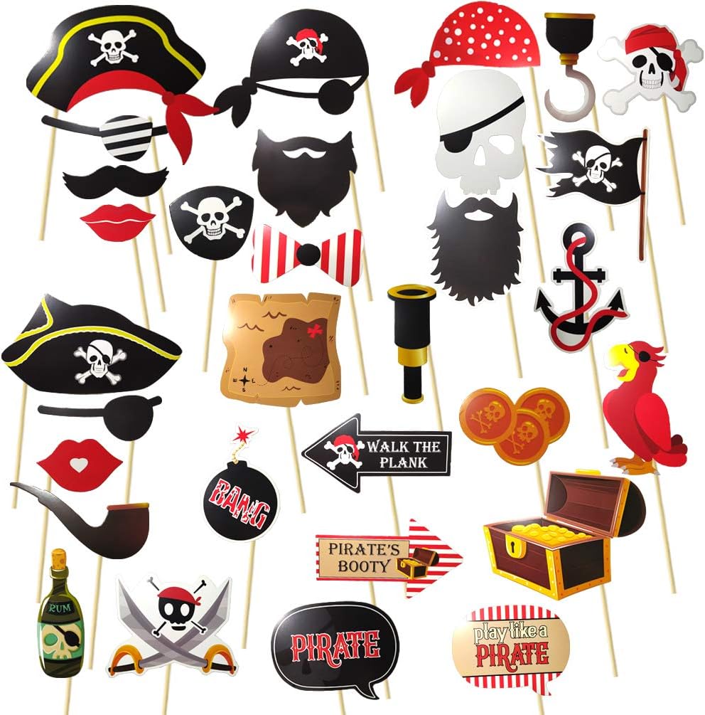 Amazon.com: Funny Pirate Party Supplies,Pirate Photo Booth Props ...