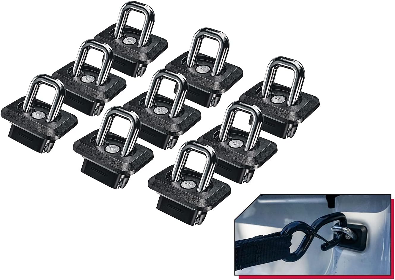 Amazon.com: Bull Ring Inner Bed Retractable Truck Bed Tie Down Anchors ...