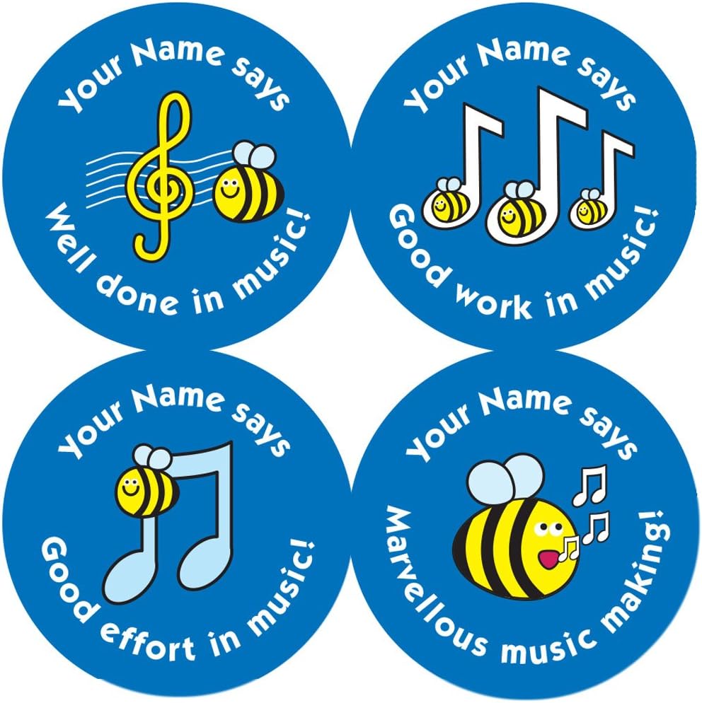 Personalised Music Curriculum Reward Stickers - "Your Name" says. Mixed ...