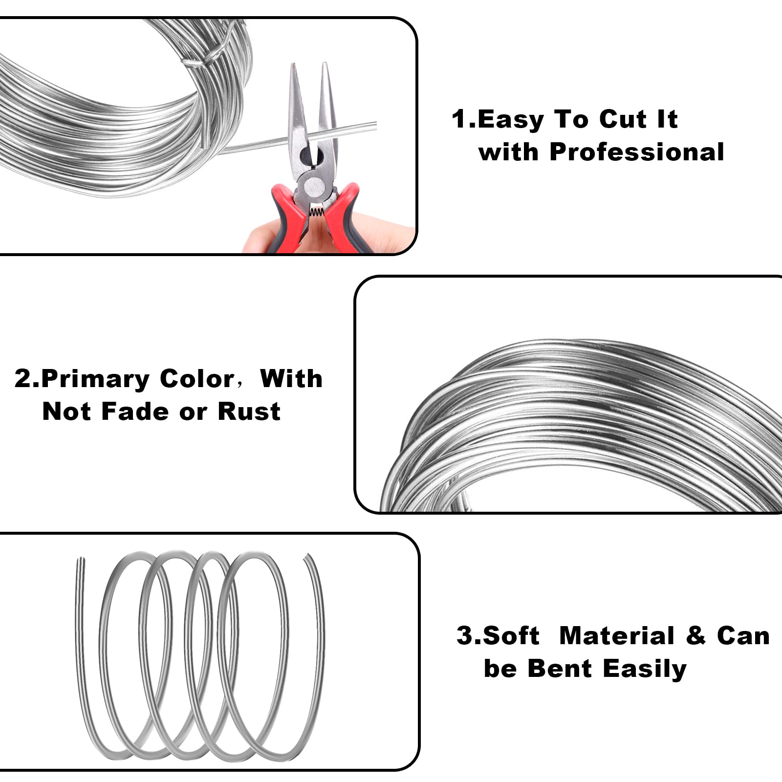 Snapklik.com : 3mm Aluminum Craft Wire, 50 Feet 9 Gauge Bendable ...