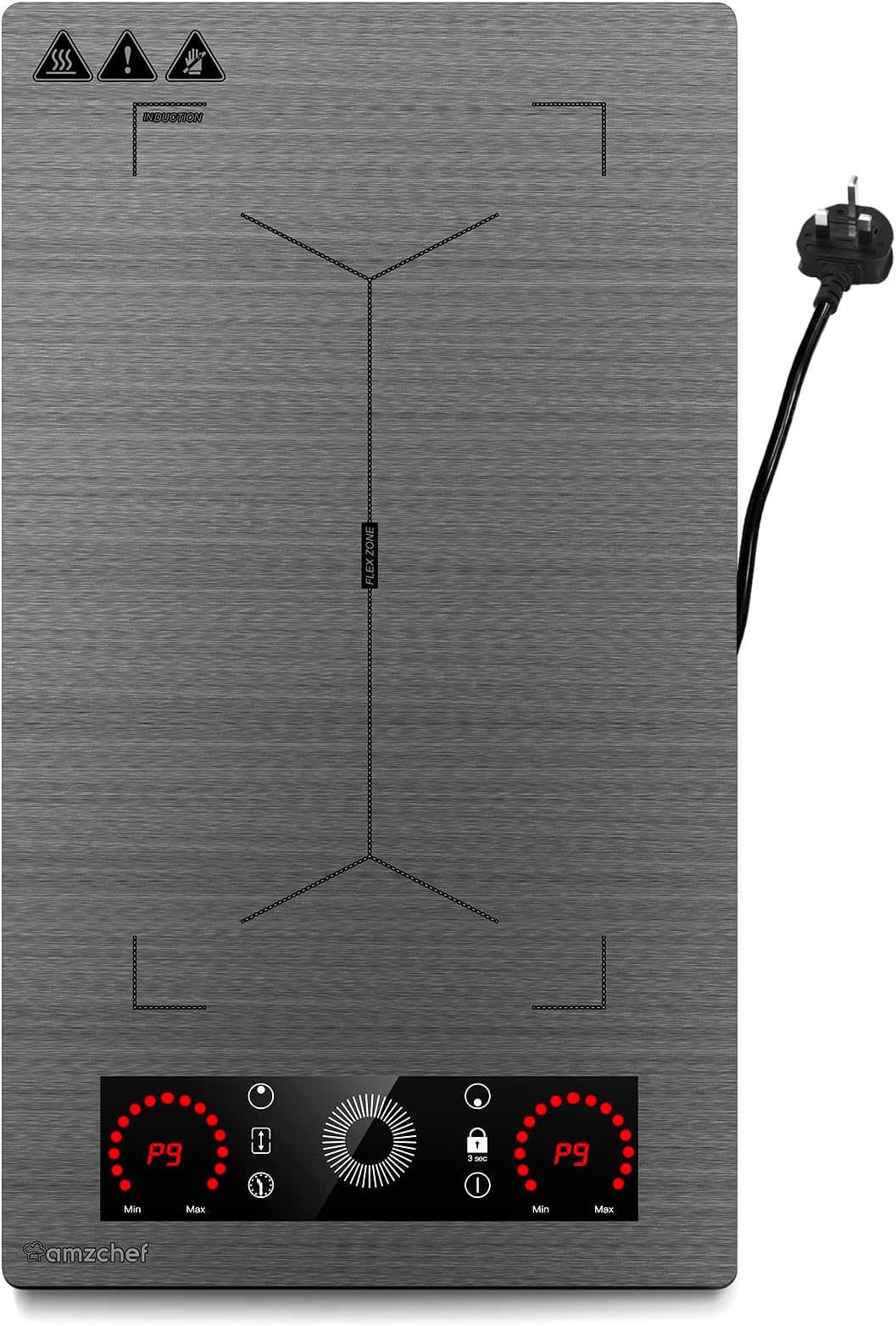 Induction Cooktop with Flexible Zone, AMZCHEF Double Induction Cooktop ...