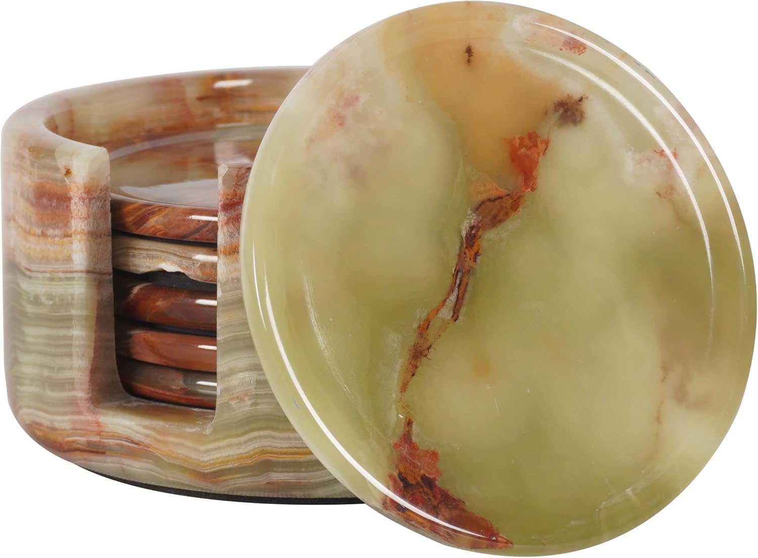 Radicaln Marble Coasters for Drinks 3.5" Inches Green Onyx Handmade Round Coaster Set Office ...