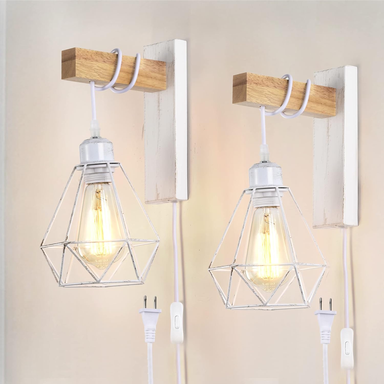 Plug in Wall Sconces Industrial Wall Lamp with 6ft Plug in Cord Plug-in ...