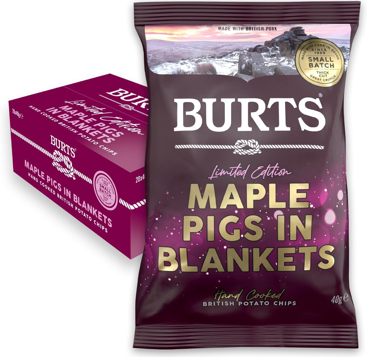 Burts Maple Pigs in Blankets Hand Cooked Burts Crisps Festive Limited ...
