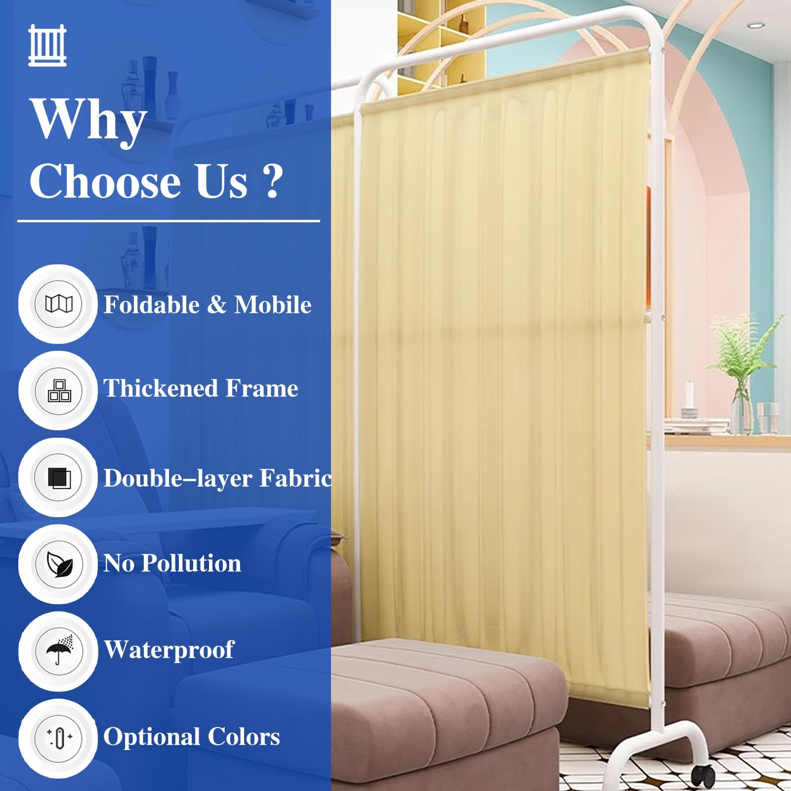 Temporary Sliding Partition Wall ERRULAN 4 Panel Bamboo Room Divider,