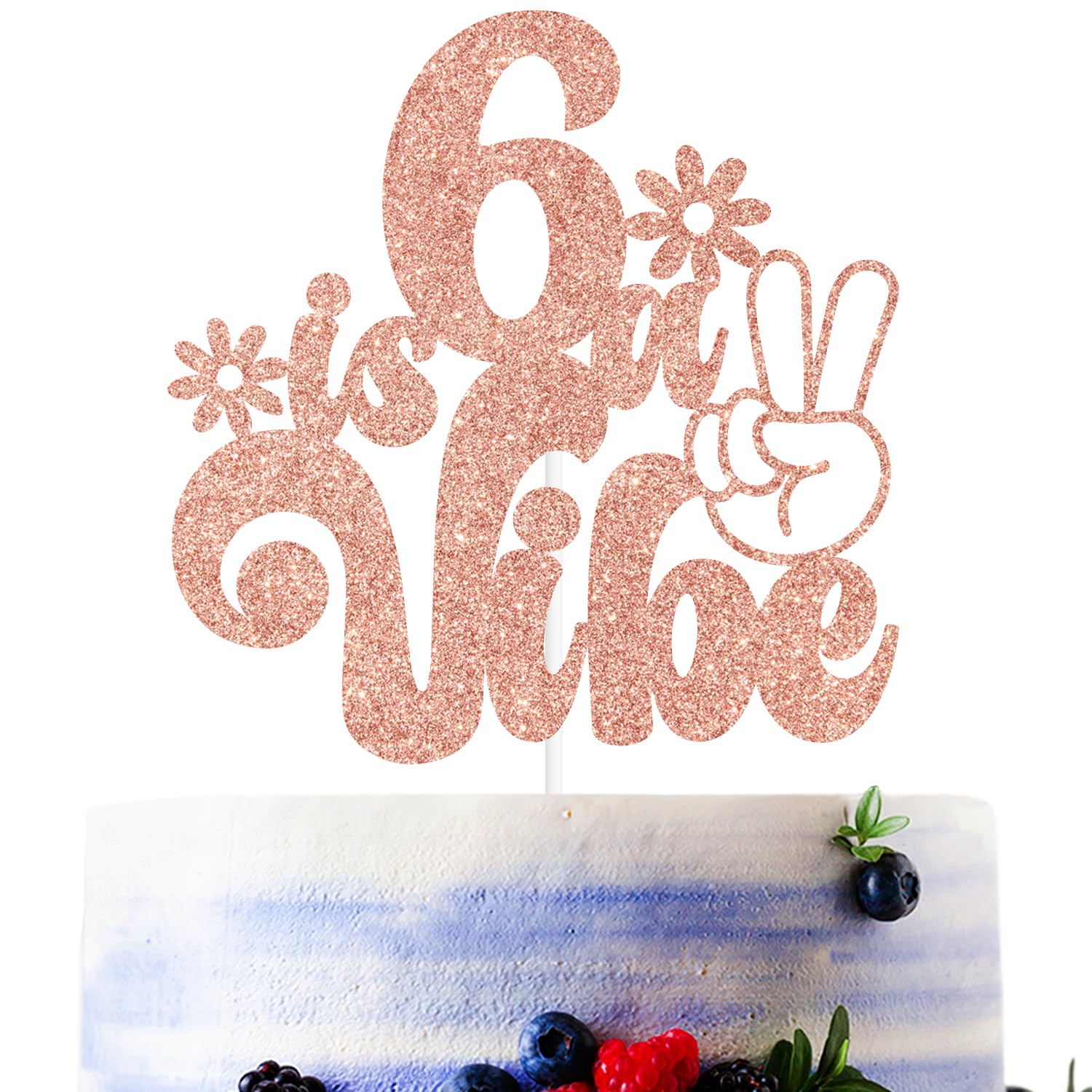 Amazon.com: Rose Gold Glitter 6 is A Vibe Cake Topper, Happy 6th ...