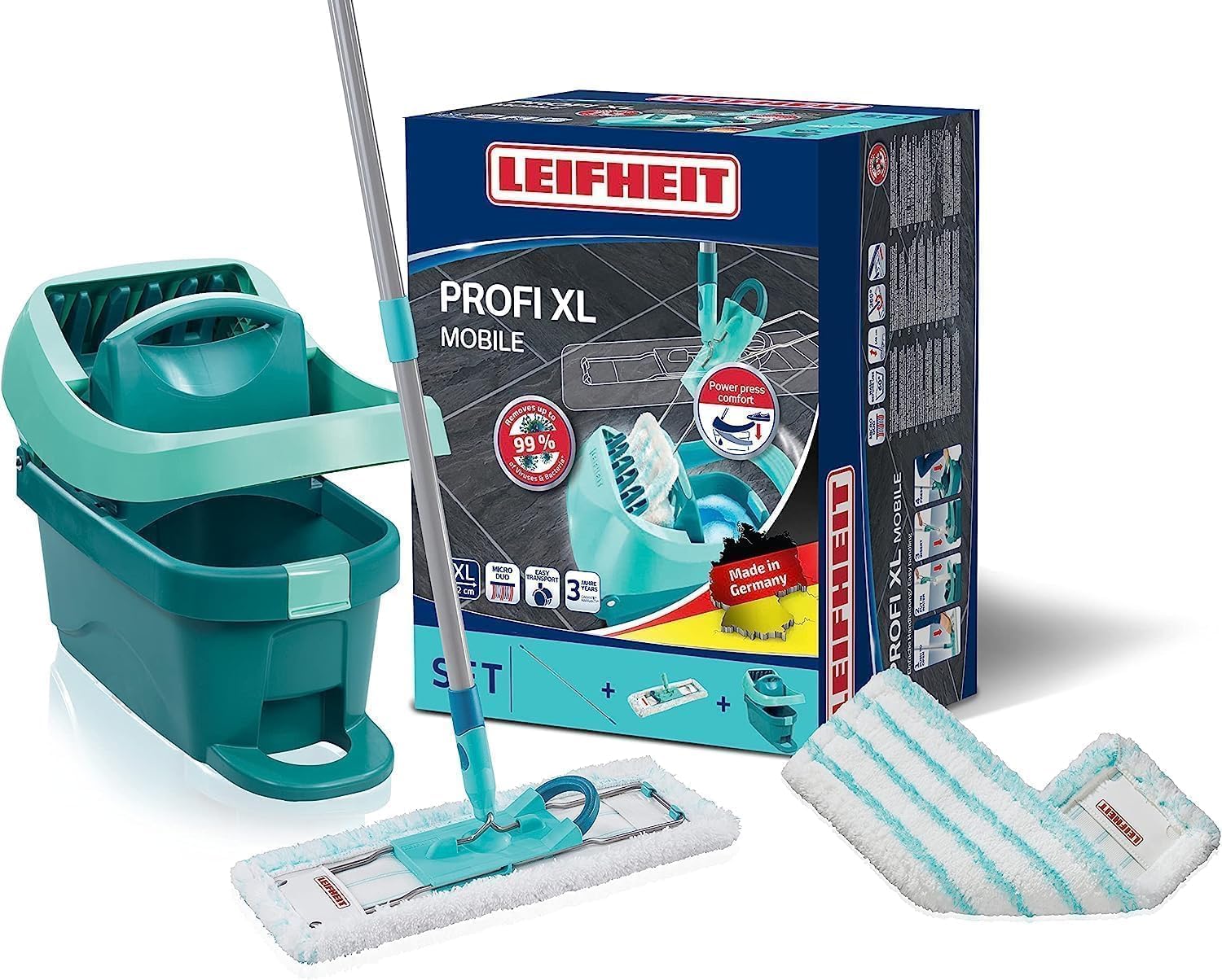 Amazon.com: Leifheit Floor Cleaning Profi XL Mop and Bucket Set Floor ...