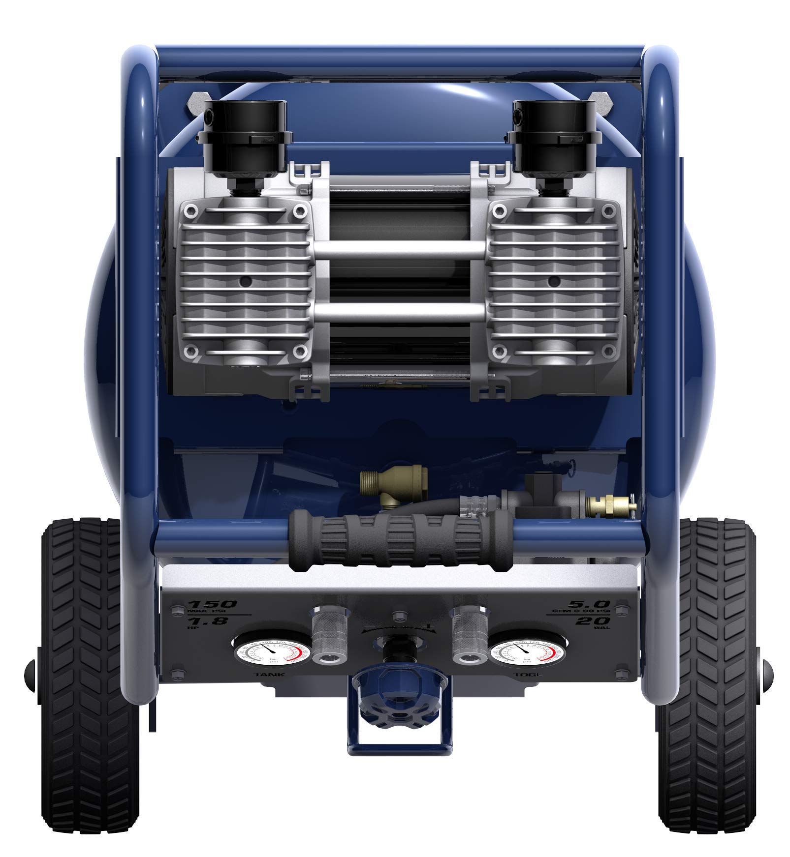 Stealth 20 Gallon Ultra Quiet Air Compressor,1.8 HP Oil-Free Peak 150 ...