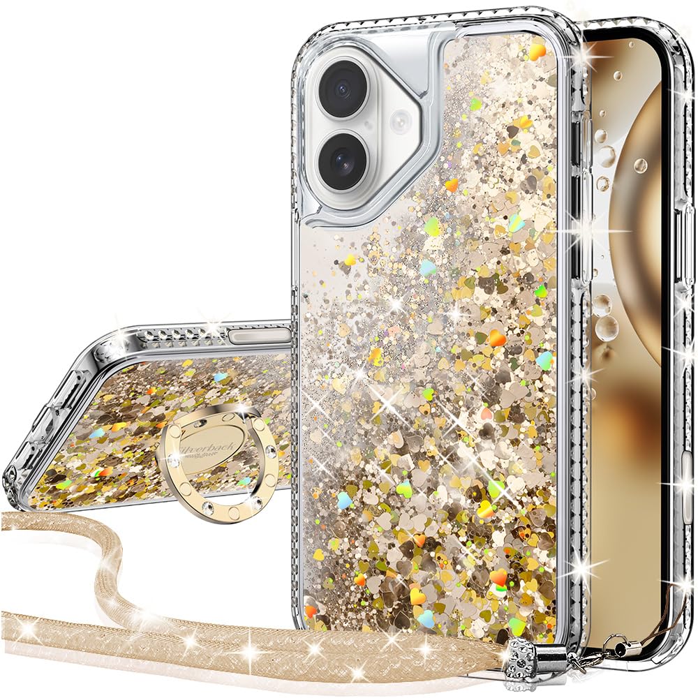 Amazon.com: Silverback for iPhone 16 Case, Moving Liquid Holographic Sparkle Glitter Case with ...