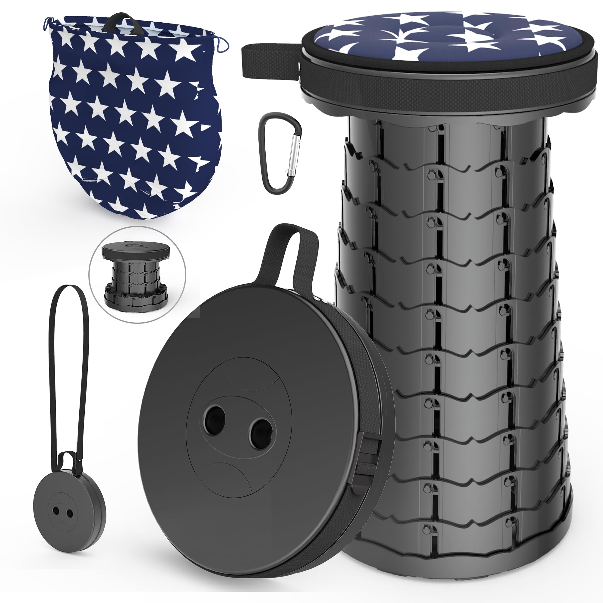 Amazon.com: ALEVMOOM Upgraded Telescoping Stool with Cushion,Portable ...