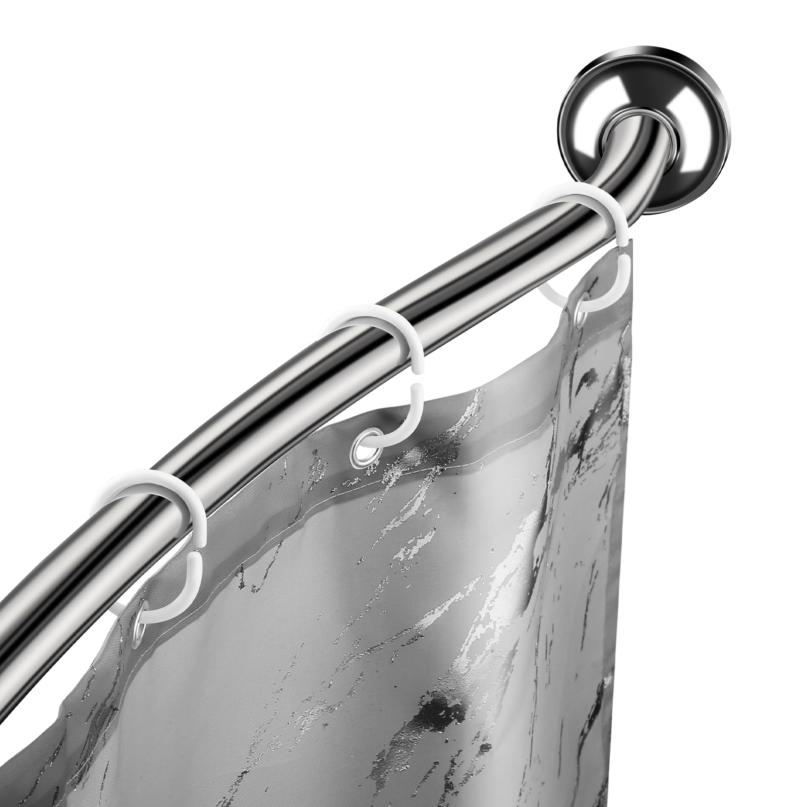 Amazon.com: Adjustable Chrome Curved Shower Curtain Rod, 42-72 Inches ...