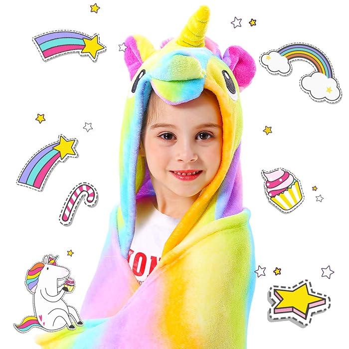 Buy CozyBomB Rainbow Unicorn Gifts for Girls - Wearable Fleece Soft Throw Blanket for Kids Girl ...
