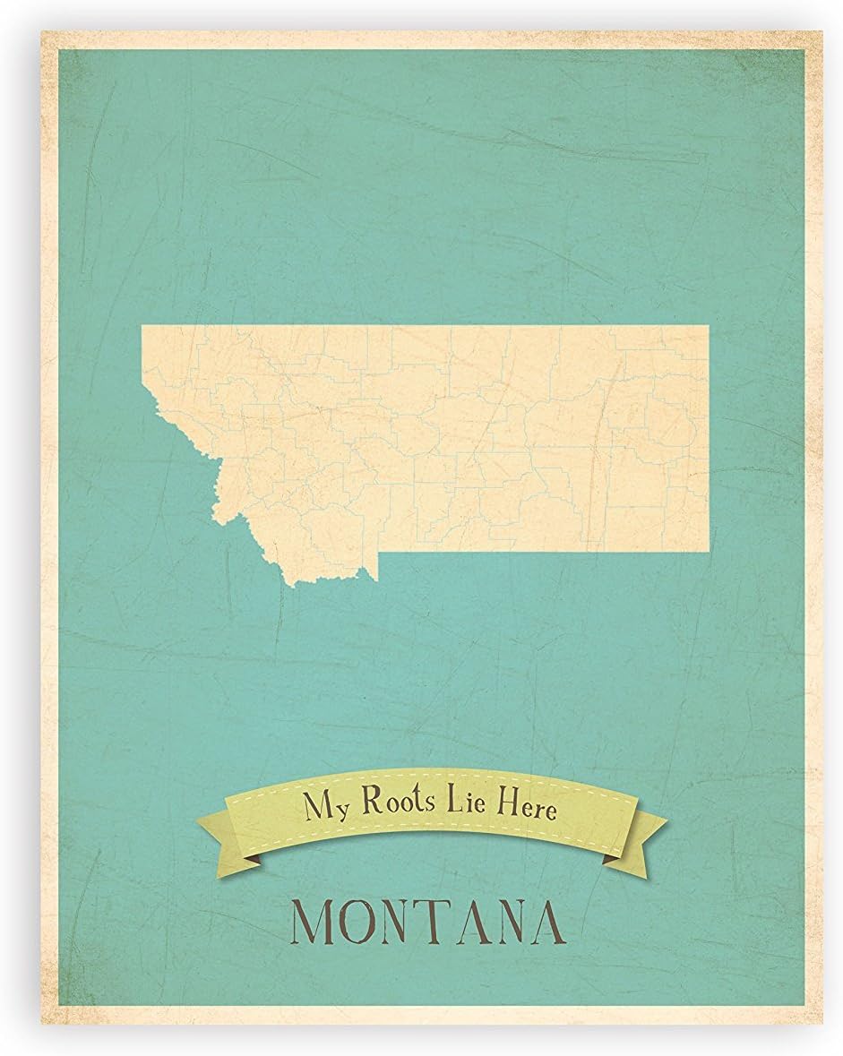 Amazon.com: My Roots Montana Personalized Wall Map 24x36 Inch Canvas ...