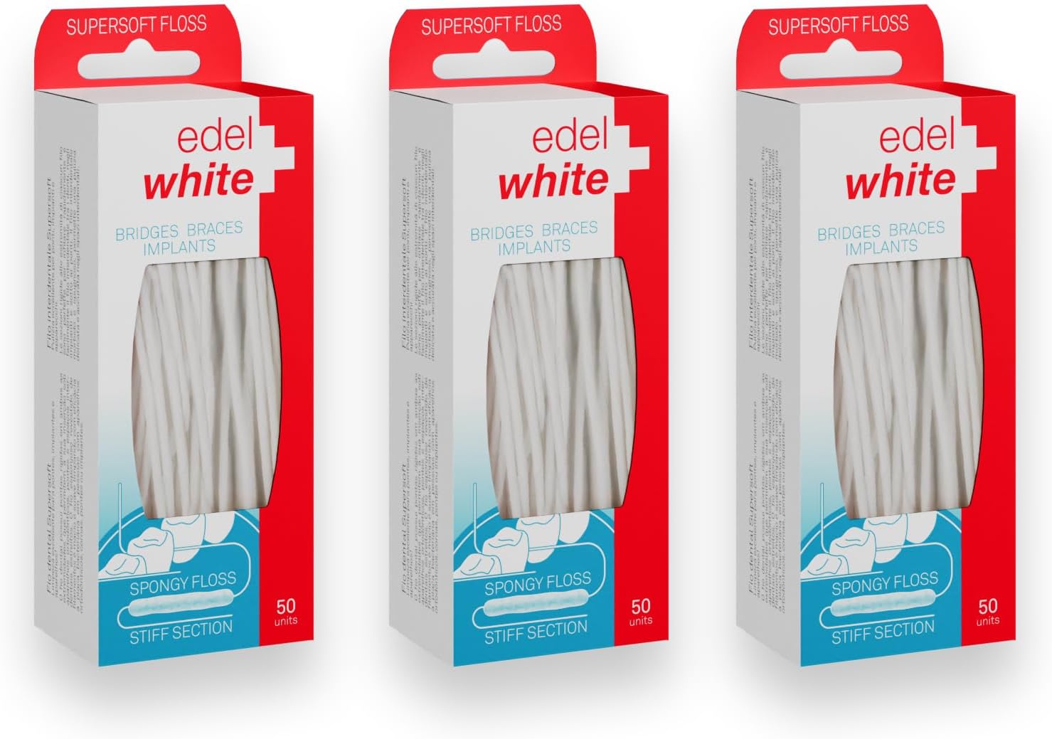 Amazon.com : Edel+White Dental Floss - 50 Floss Threaders for Bridges ...