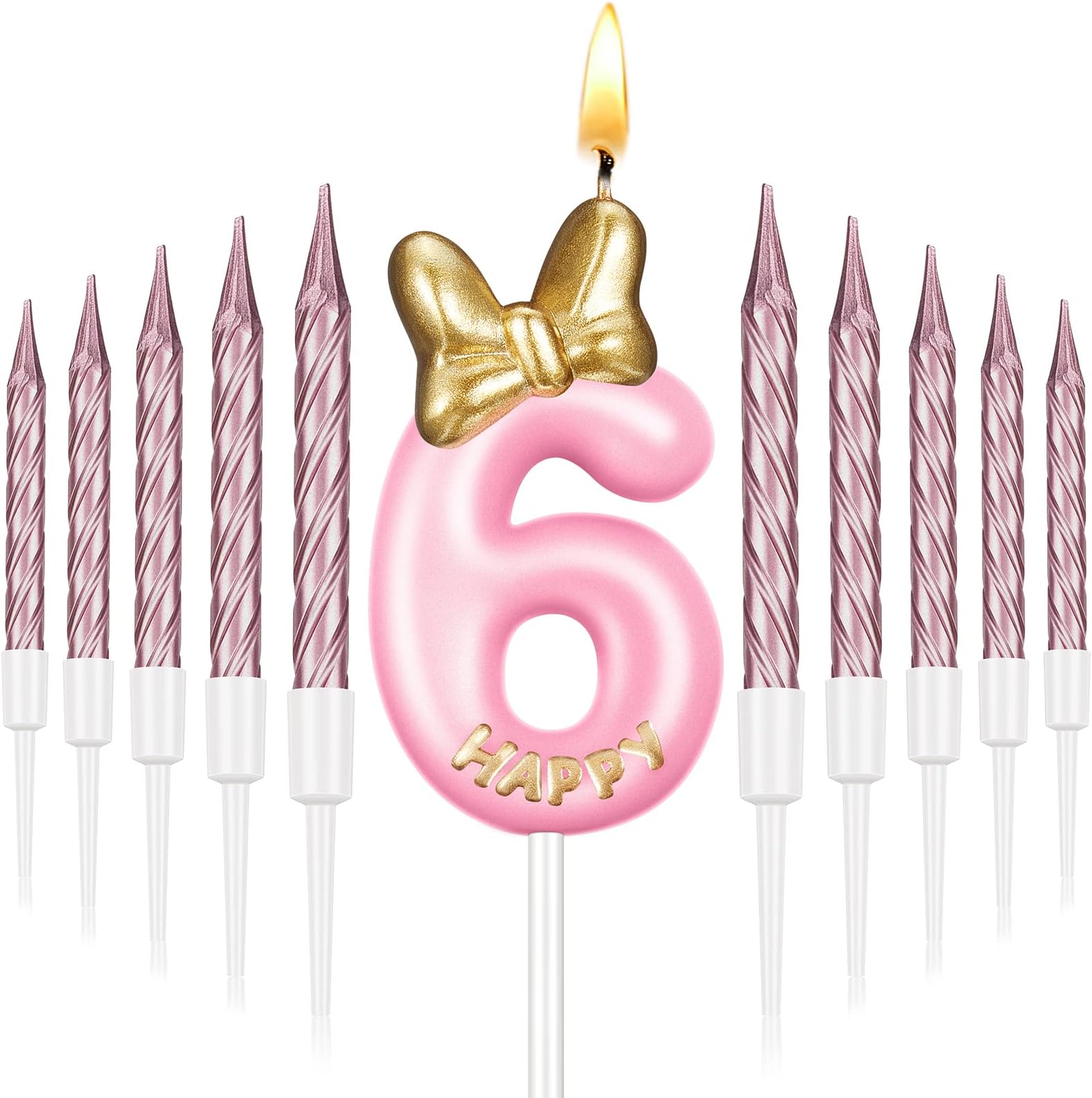 Amazon.com: PartyMart Number 6 Giltter Candle, Pink Number 6 : Home ...