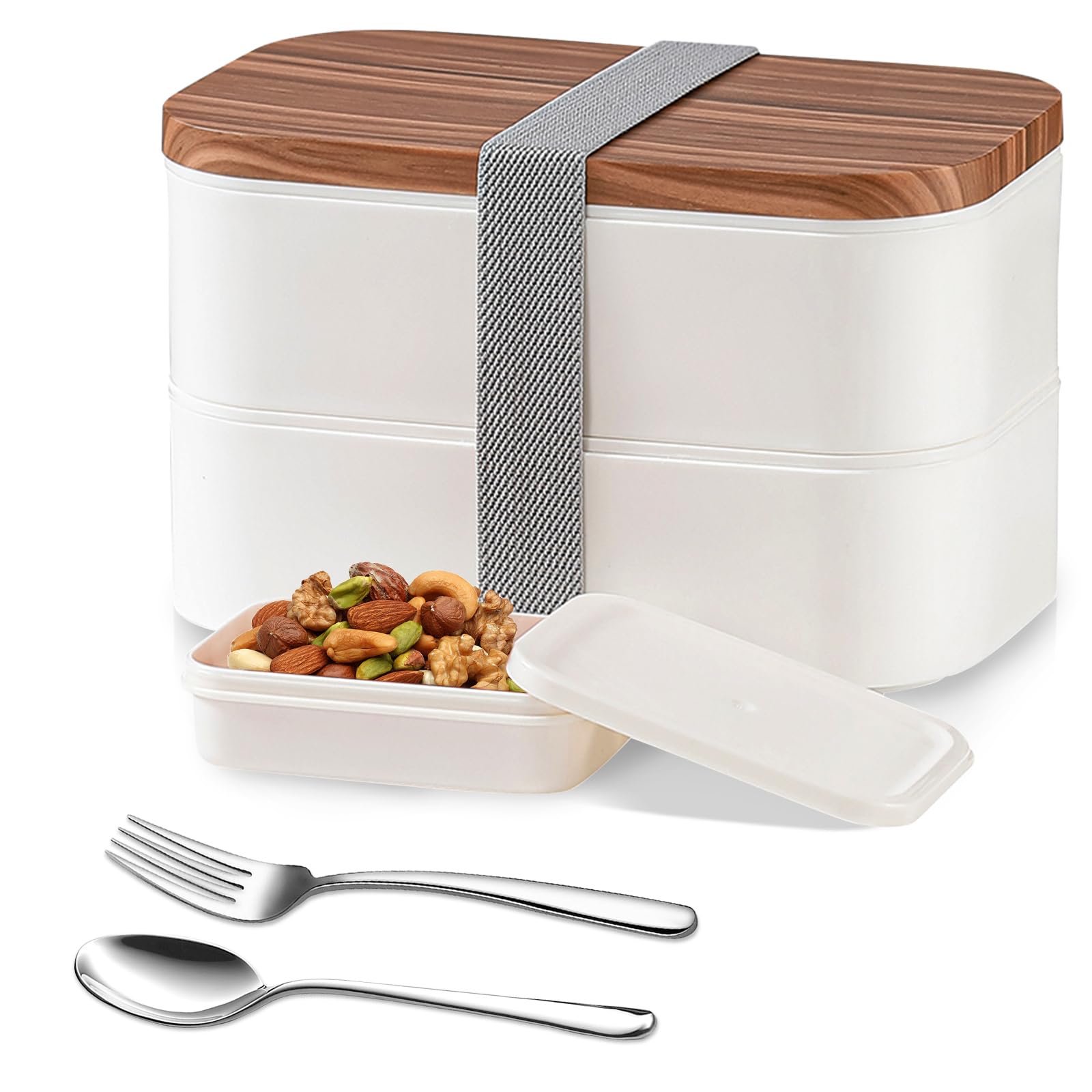 Yalucky Large Lunch Box 1600ml Bento Box Adult with Stainless Steel ...