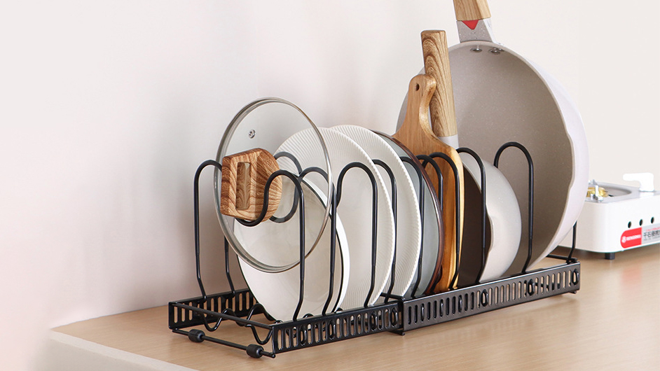 Watch Expandable Adjustable Pot Pan lid Organizer Rack for Cabinet on ...