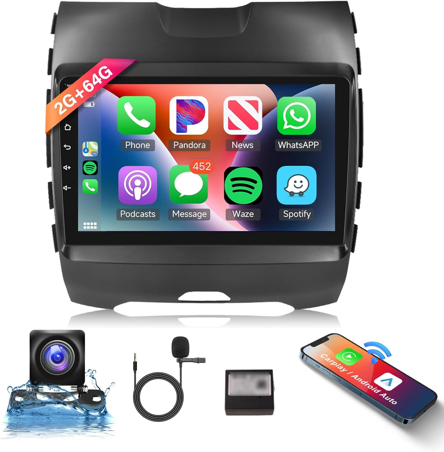 Amazon.com: 2G 64G Android Car Stereo for Ford Edge 2015-2020, Wireless ...