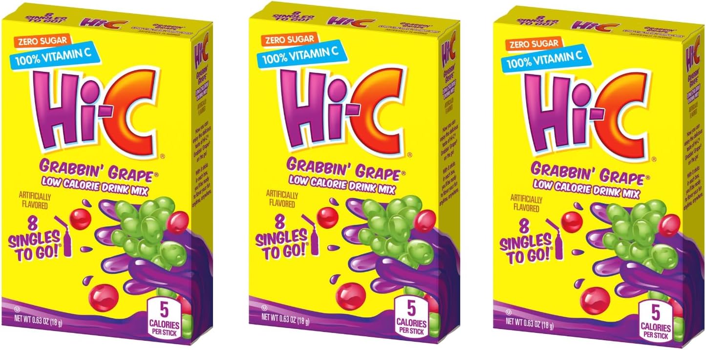 Amazon.com : SINGLES TO GO! Hi-C Singles To Go Drink Mix Grabbin' Grape ...