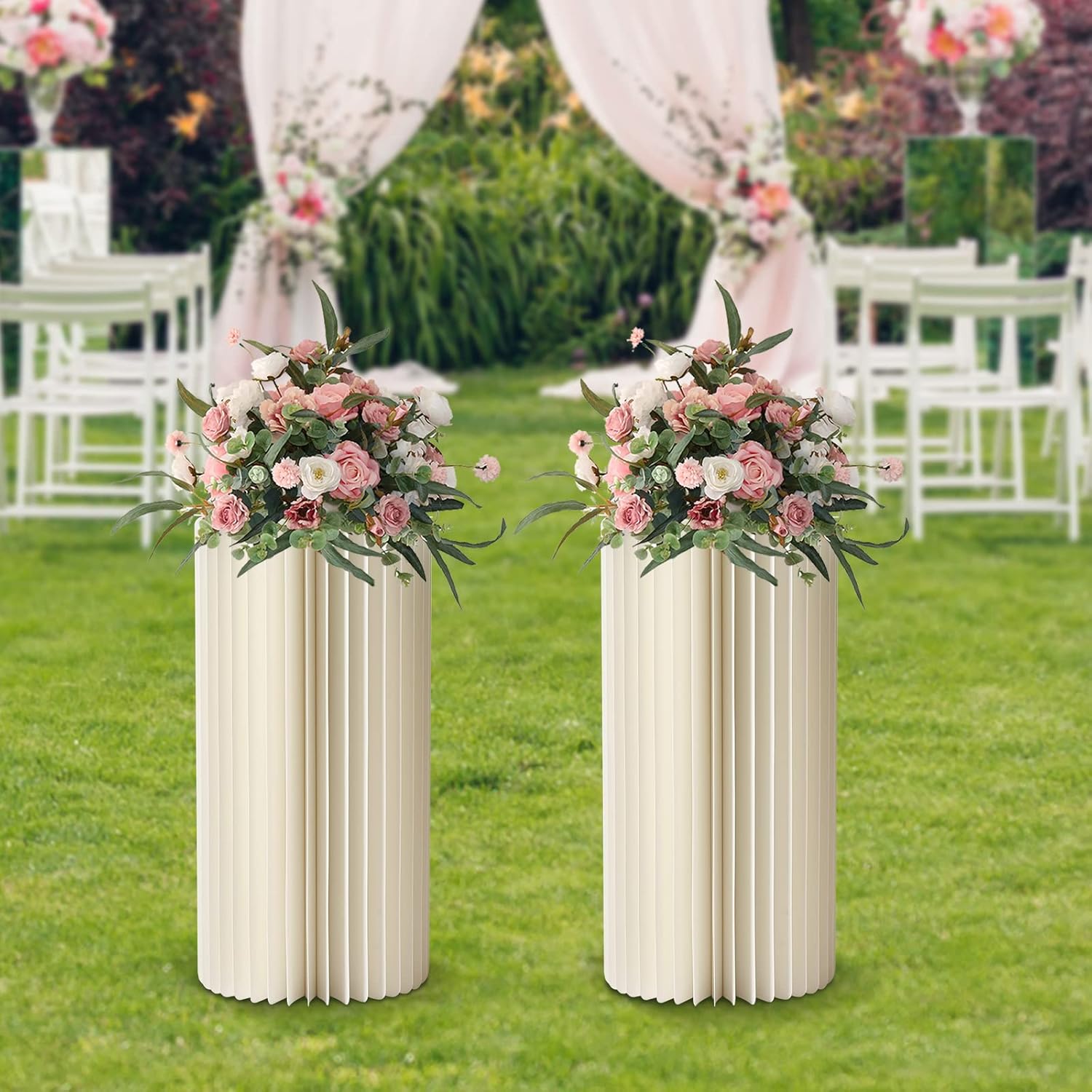 Fetcoi Wedding Centerpieces Cardboard Vases, Foldable Columns Display ...