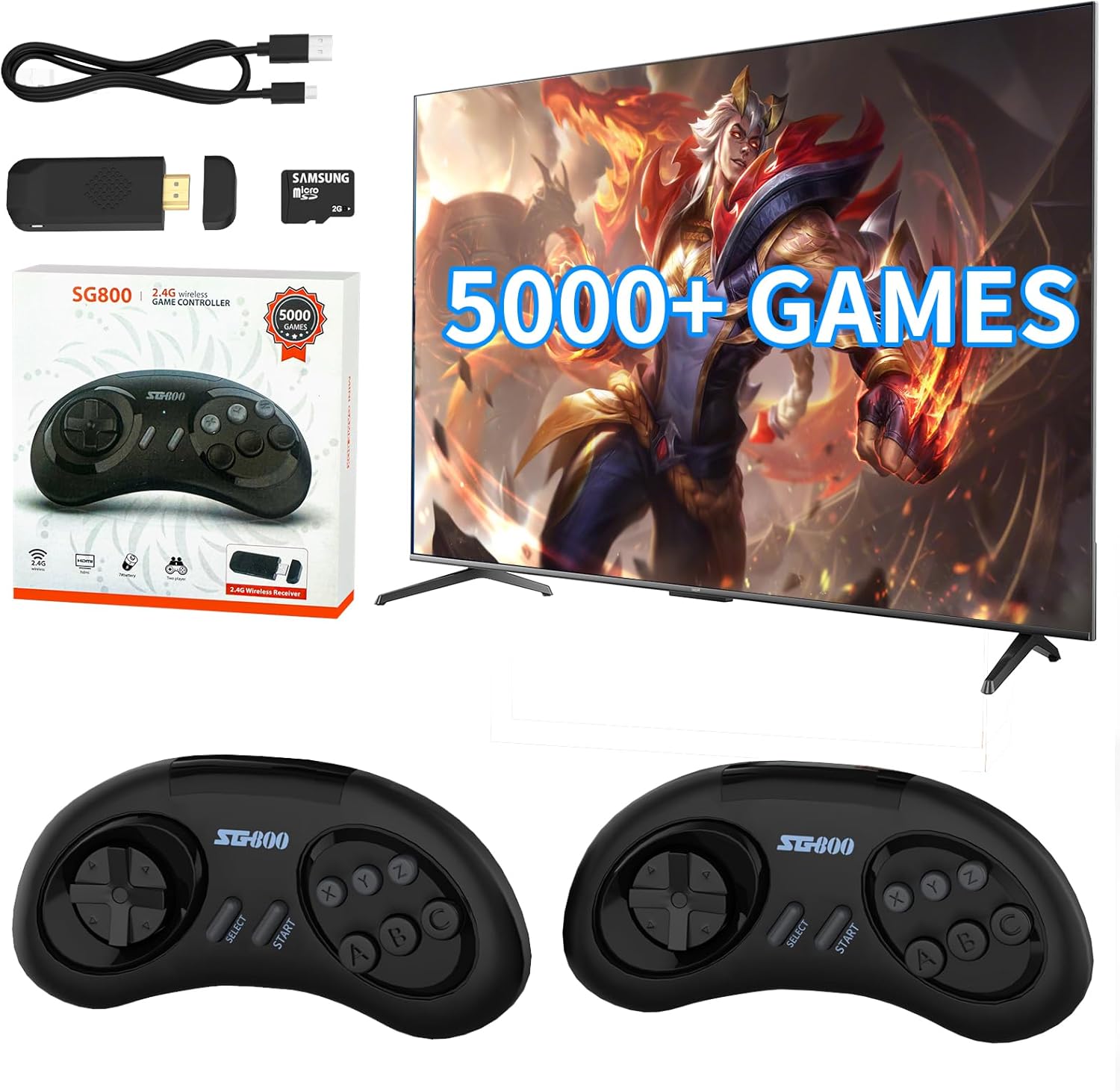 Amazon.com: Wireless Retro Game Console Built-in 5000 Classic Games ...