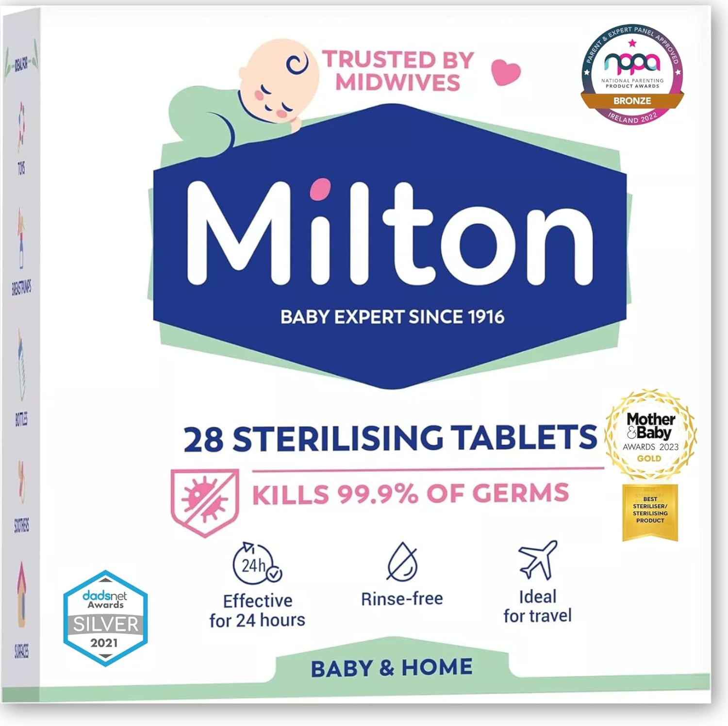 28 Milton Sterilising Tablets -Kill 99.9% of Germs Milton Cold Water ...