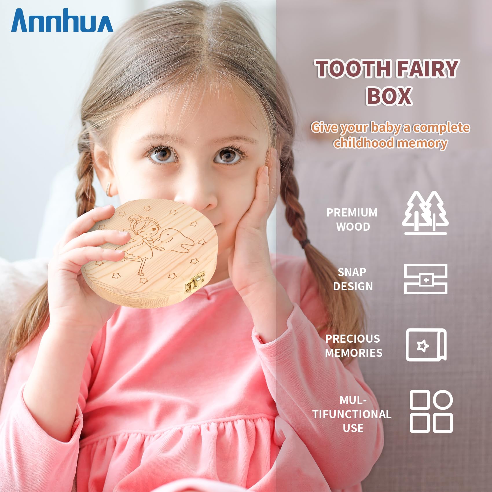 Snapklik.com : Tooth Fairy Box Baby Teeth Keepsake Box, Wooden Tooth ...
