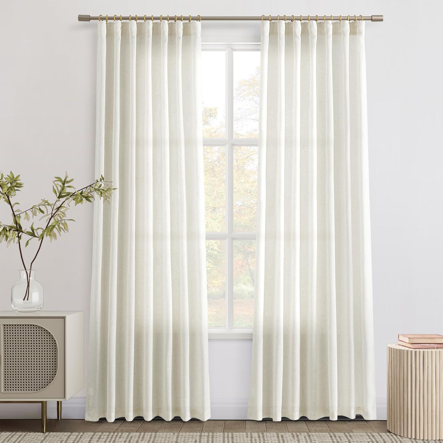 Amazon.com: Joywell 80 Inch Length Linen Curtains 2 Panels Set Custom ...