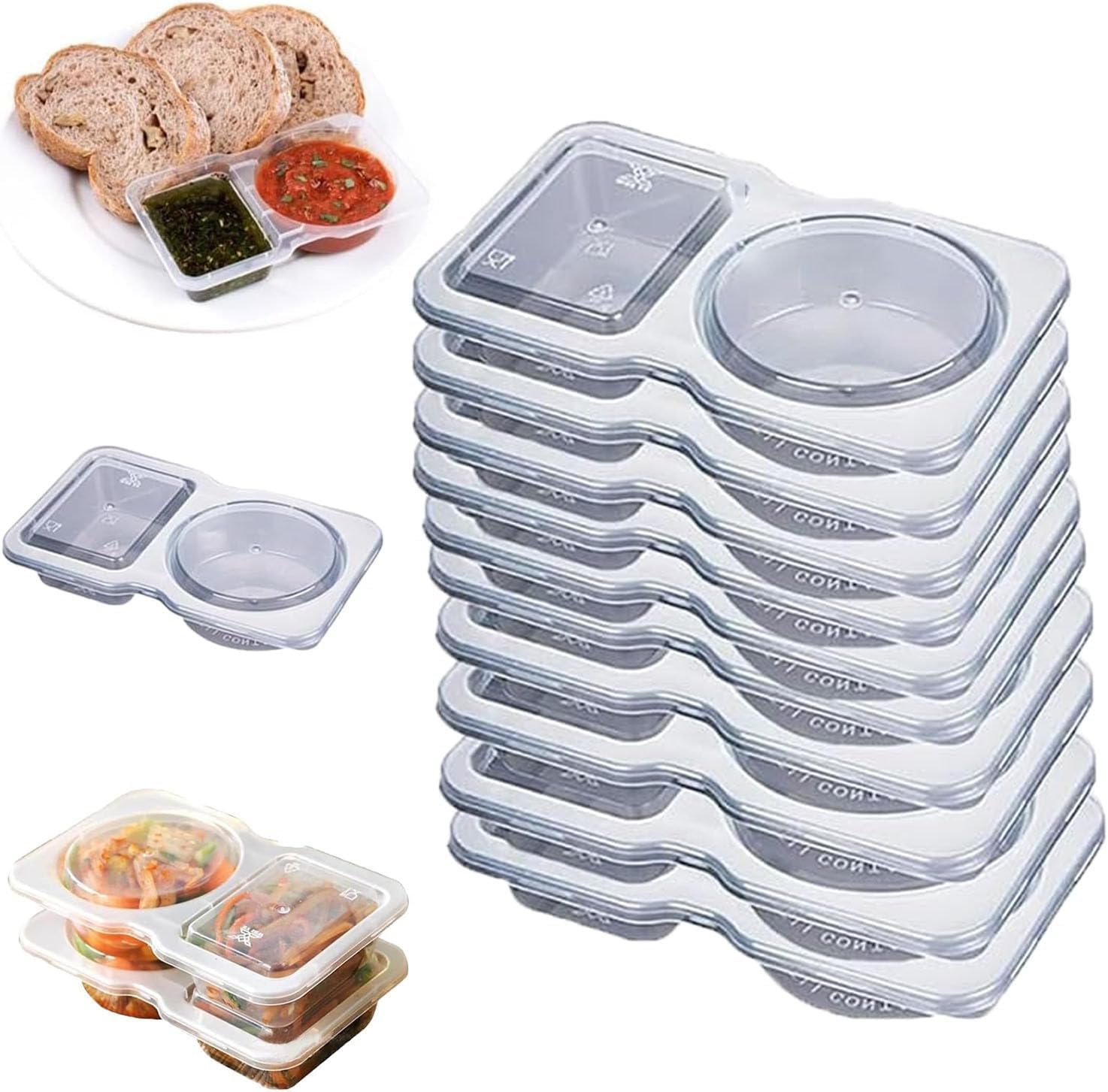 Amazon.com: Bnwuam Double Compartment Condiment Container,Double ...