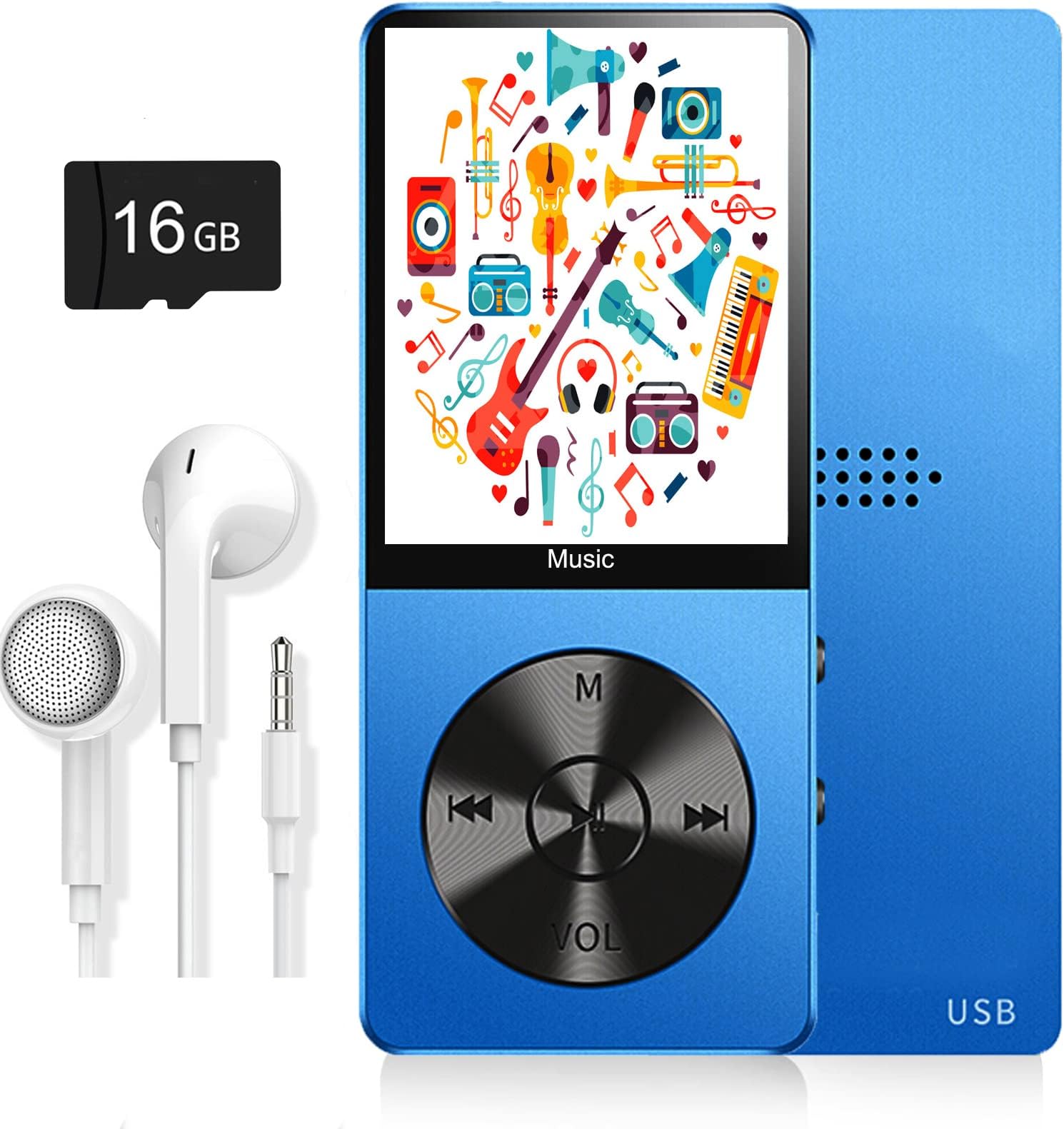Amazon.com: MP3 Player, Music Player with 16GB Micro SD Card, Build-in ...