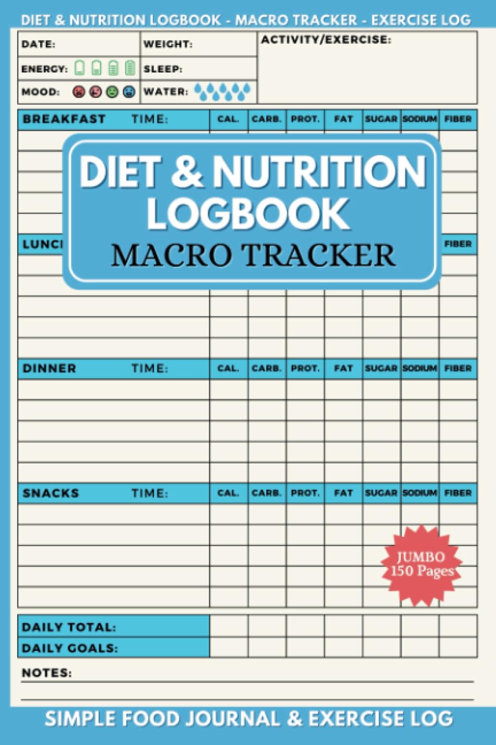 Diet & Nutrition Log Book: Macro Tracker & Daily Food Journal To Help ...