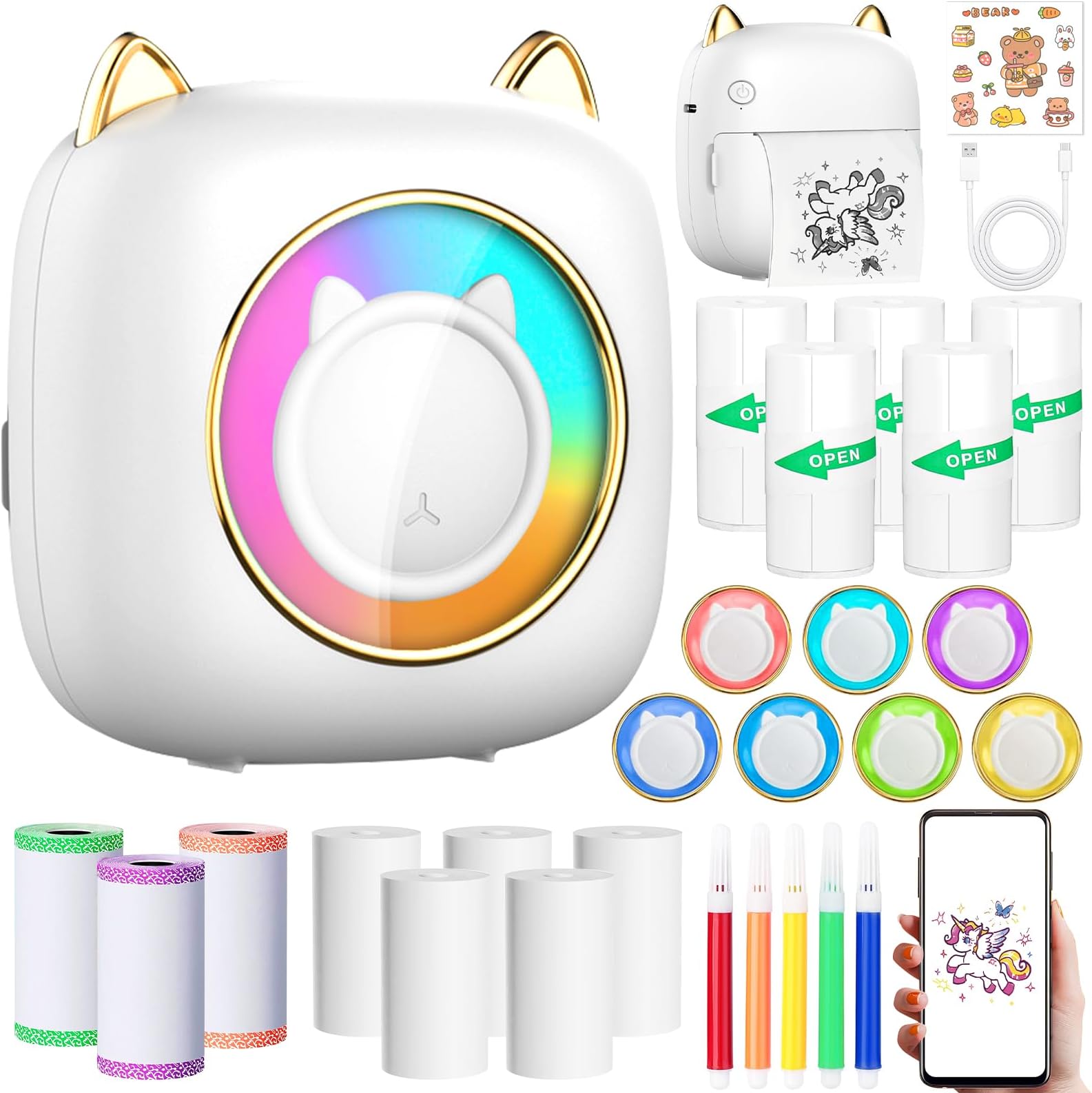 Lovcoyo Imprimante Etiquette Autocollante, Imprimante Thermique ...