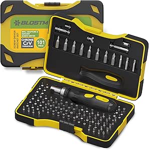 BLOSTM 101-Piece Magnetic Ratchet Screwdriver & Security Bit Set - Multifunctional Cr-V 1/4 ...