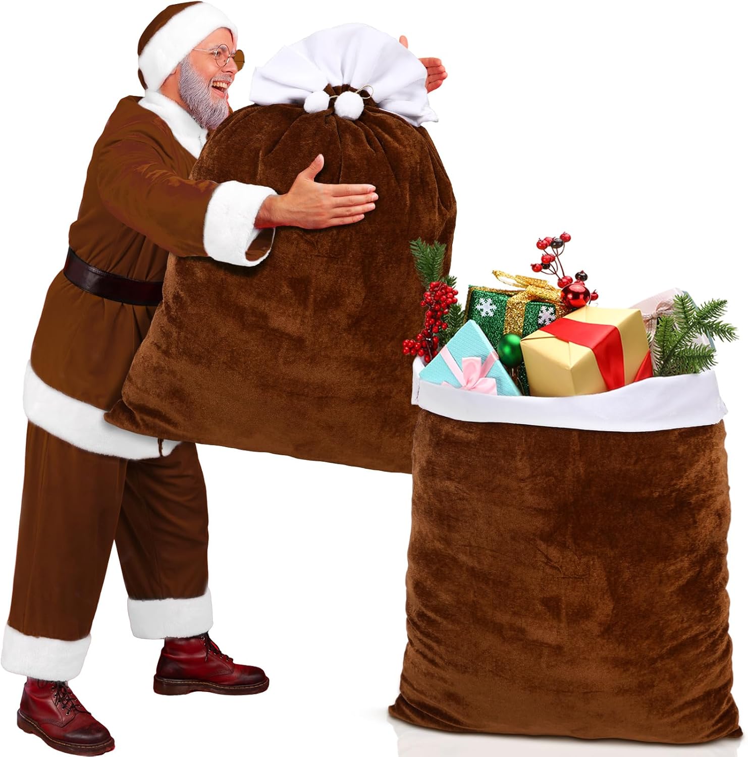 Amazon.com: Shappy 2 Pcs Christmas Velvet Santa Claus Bags 20 x 28 Inch ...