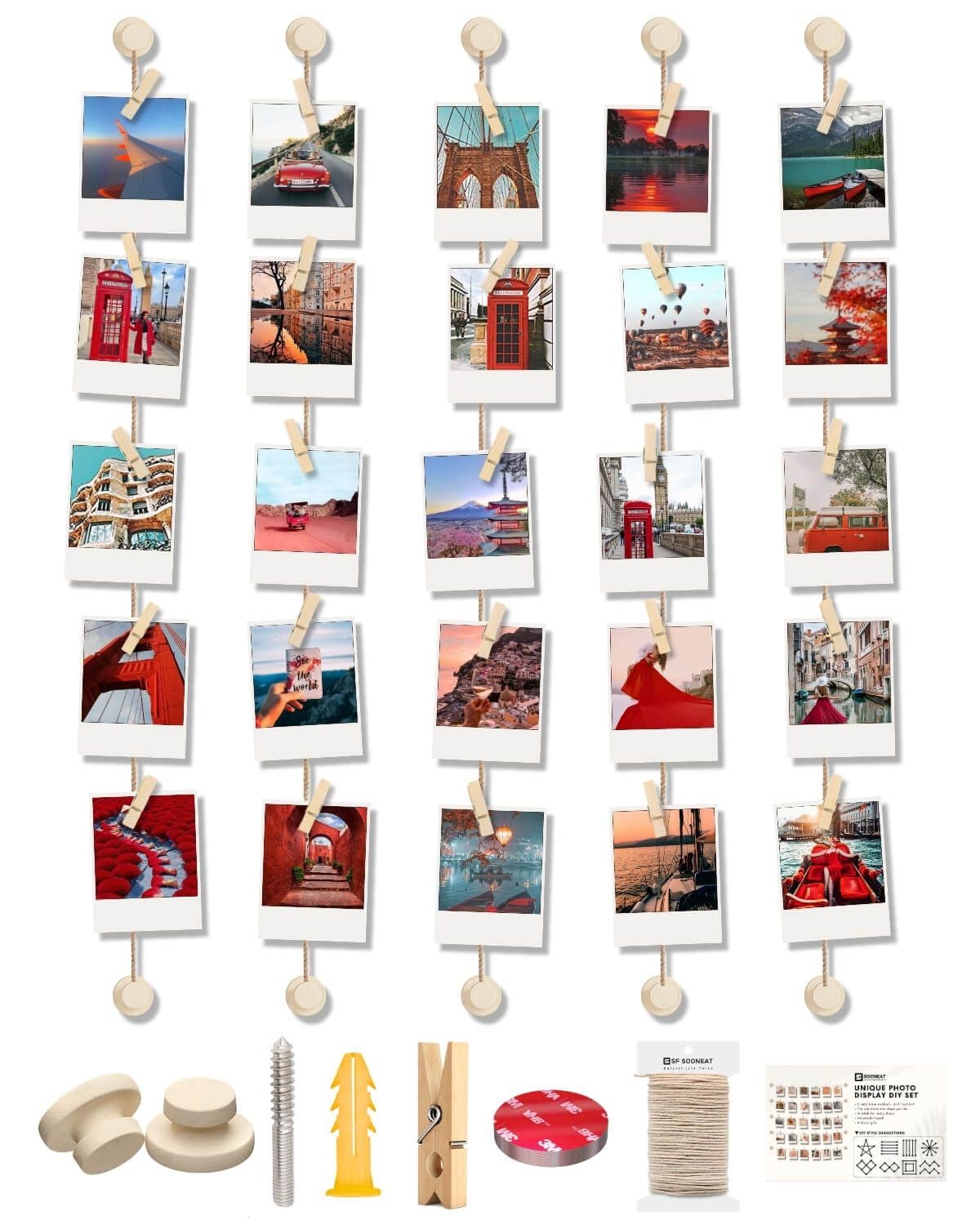 Amazon.com: SF SOONEAT Polaroid Display Photo Hanging Clips String ...