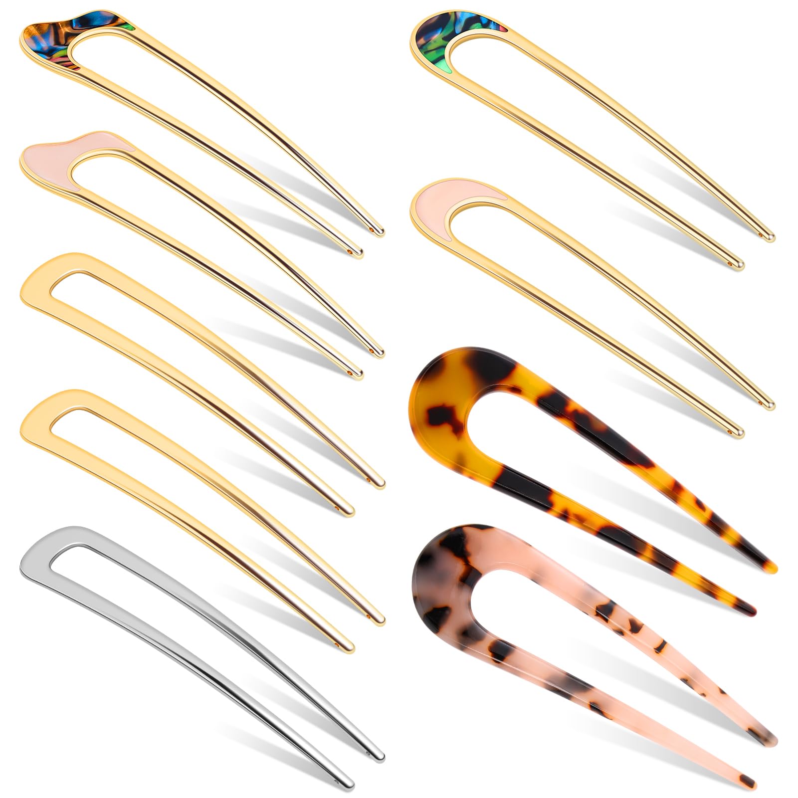 Amazon.com : 9 Pieces U Shaped Hair Pins French Hair Pins Metal U Pins ...