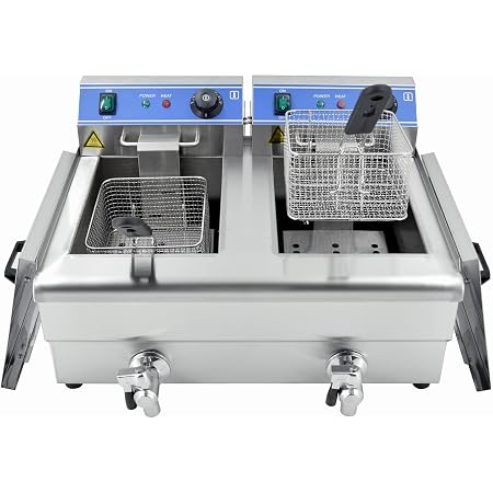 TAIMIKO Electric Deep Fryer Fat Chip Fry Double Tanks Commercial ...