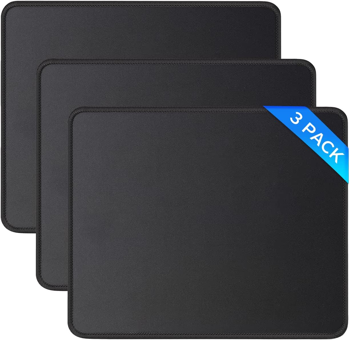 JIKIOU Mouse Mat, 3 Pack Stitched Edges Gaming Mouse Pad Mat Smooth Comfortable Touch Textured ...