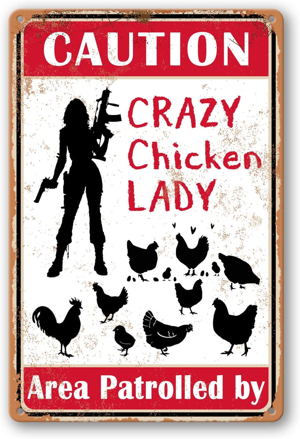 Amazon.com : Area Patrolled By Crazy Chicken Lady Sign Chicken Coop ...