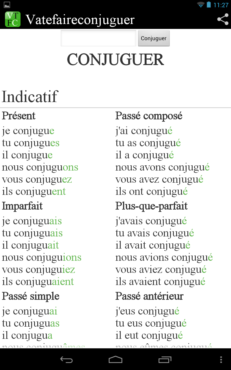 French Verb Conjugator / Conjugation with Vatefaireconjuguer - App on ...