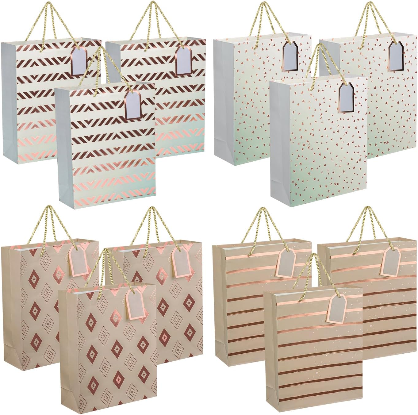 Amazon.com: WLUSEAXI 12Pack Large Gift Bag Bulk,12.5"*10"*4"Gold Foil ...